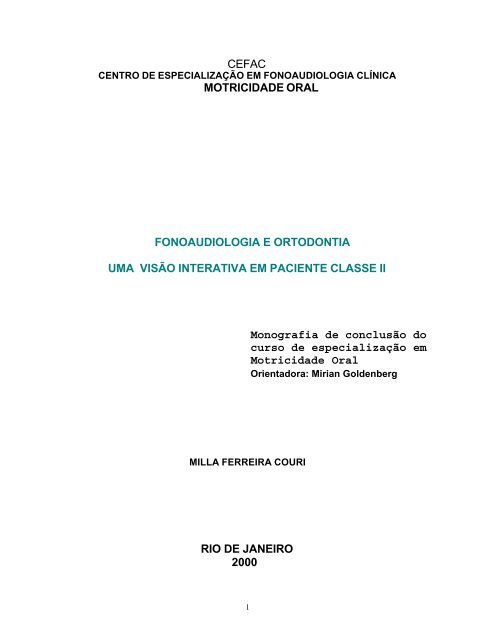 CEFAC MOTRICIDADE ORAL FONOAUDIOLOGIA E ORTODONTIA ...