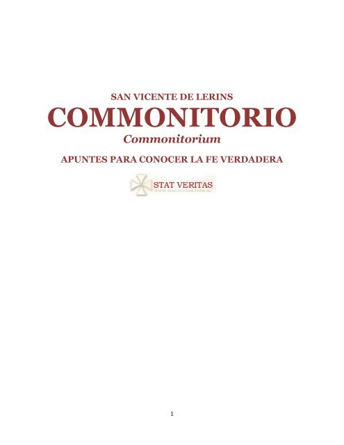 san vicente de lerins commonitorio - stat veritas