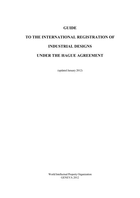 Guide to the international registration of industrial designs - World ...