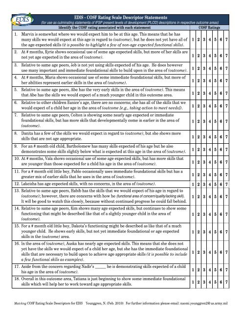COSF Rating Scale Descriptor Statements - FPG Child Development ...