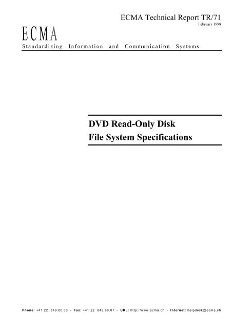 DVD Read-Only Disk File System Specifications - Ecma