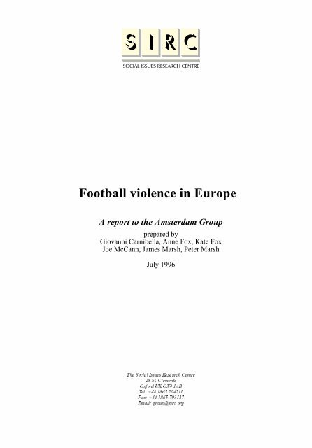 Football violence in Europe - Social Issues Research Centre