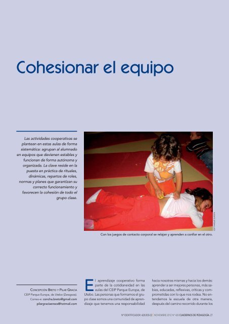 Cohesionar el equipo - Materiales para la Convivencia escolar y su ...