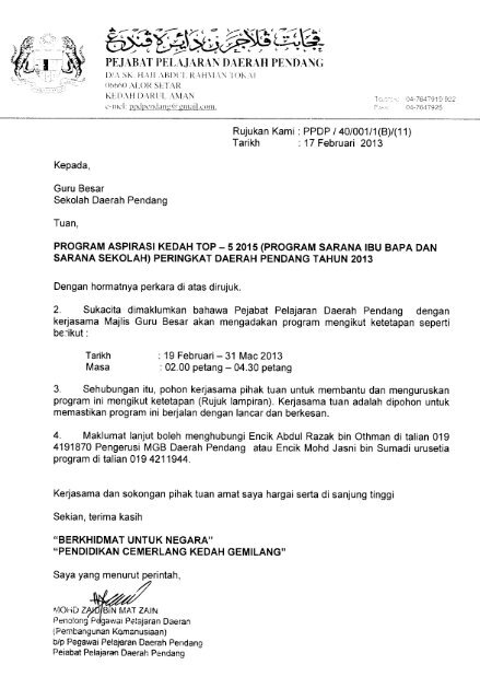 surat dan maklumat - PPD Pendang