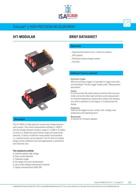 Datasheet IVT modular - Isabellenhuette Heusler GmbH & Co KG