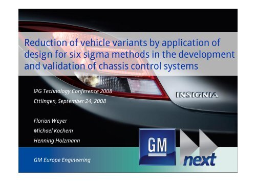 Reduction of vehicle variants by application of design for six ... - IPG