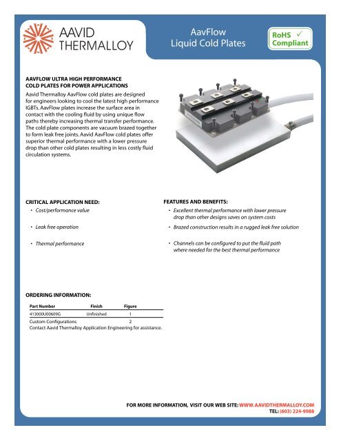 AavFlow Liquid Cold Plates - Aavid