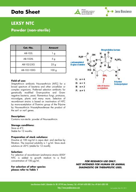 Data Sheet - Jena Bioscience