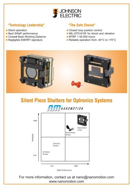 Nanomotion Linear Shutter - Single Page Brief (EN) - Johnson Electric