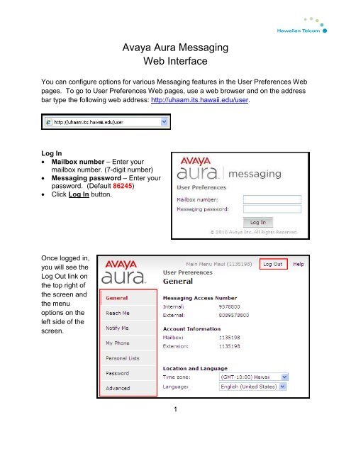 Avaya Aura Messaging Web Interface