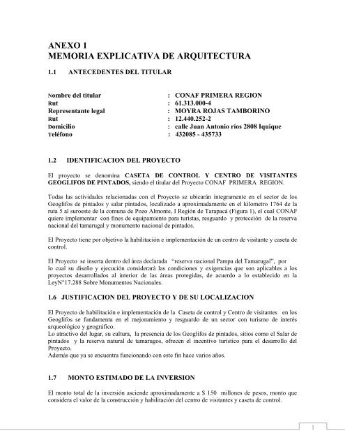 ANEXO 1 MEMORIA EXPLICATIVA DE ARQUITECTURA