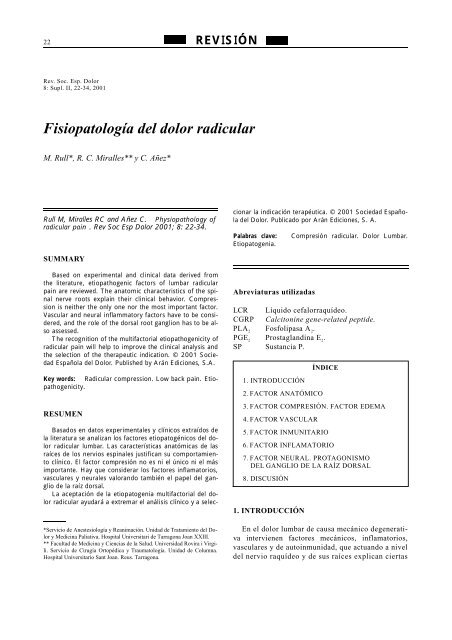 Fisiopatología del dolor radicular
