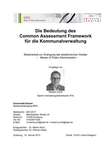 Die Bedeutung Des Common Assessment Framework Für Die