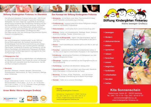 Flyer Kita Sonnenschein (pdf) - Stiftung Kindergärten Finkenau