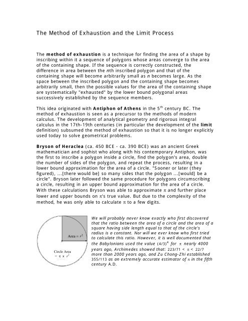 The Method of Exhaustion and the Limit Process