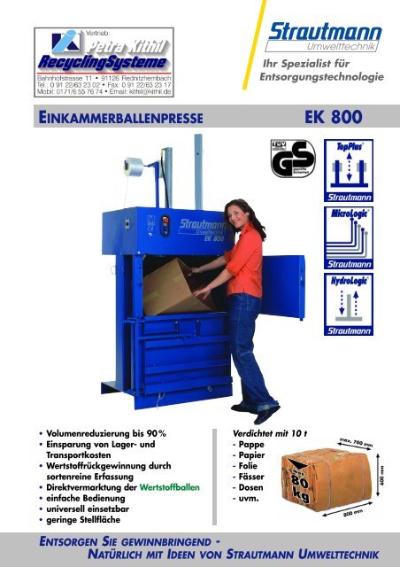 einkammerballenpresse ek 800