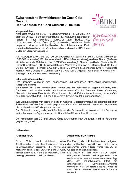 Zwischenstand Coca Cola