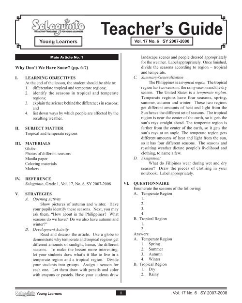 Teacher's Guide - Diwa Learning Systems