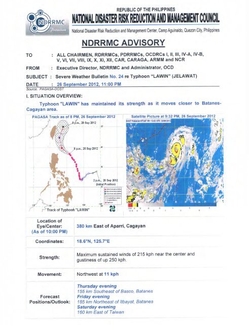 NDRRMC Advisory Severe Weather Bulletin