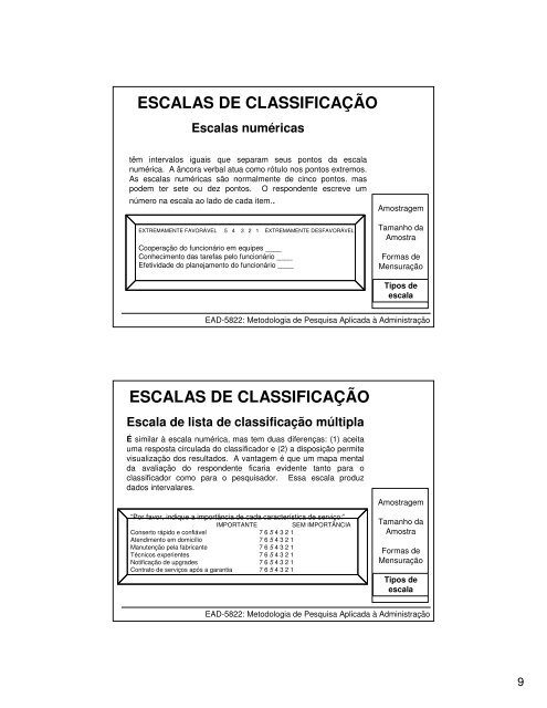 ESCALAS DE CLASSIFICAÇÃ