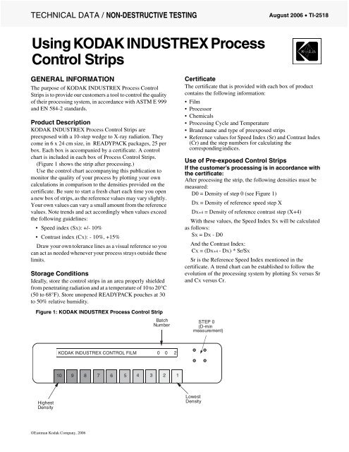 Using KODAK INDUSTREX Process Control Strips