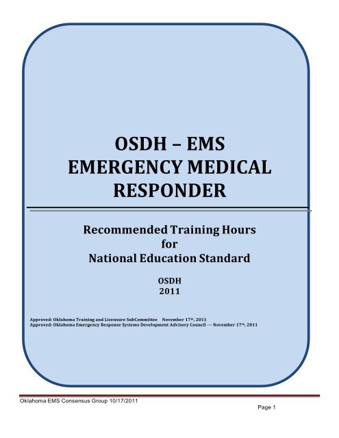 OSDH – EMS EMERGENCY MEDICAL RESPONDER - State of ...