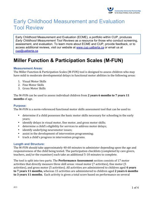 Miller Function and Participation Scales - Community-University ...