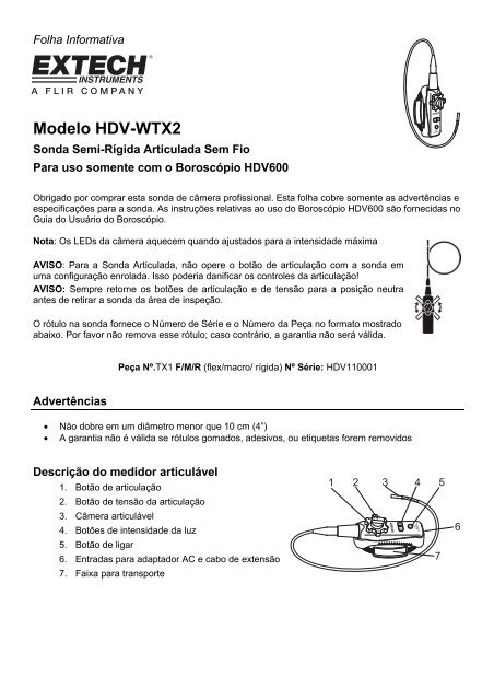 Modelo HDV-WTX2 - Extech Instruments