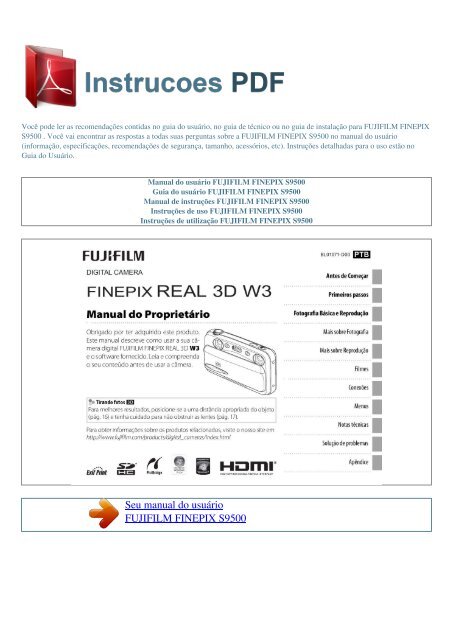 Manual do usuário FUJIFILM FINEPIX S9500 - INSTRUCOES PDF