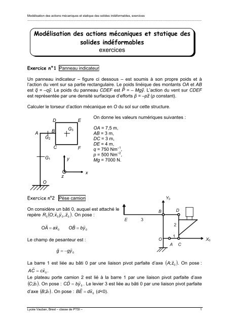 statique des solides exercices corrigés pdf