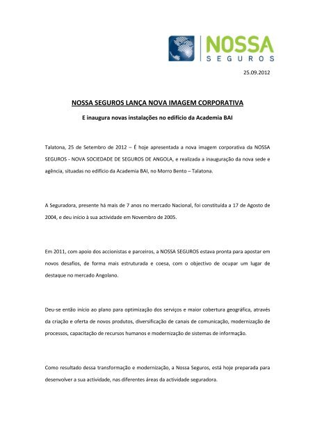 NOSSA SEGUROS LANÇA NOVA IMAGEM CORPORATIVA