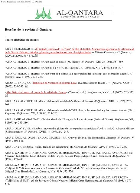 CSIC: Escuela de Estudios Arabes - Al-Qantara