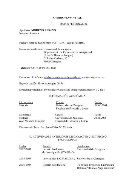 Curriculum vitae Moreno [pdf] - Grupo de investigación HIBERUS