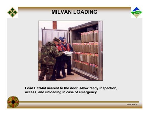 MILVAN LOADING Load HazMa