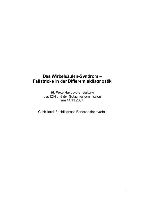 Fehldiagnose Bandscheibenvorfall (PDF, 33 KB) Prof. Dr. Christian ...