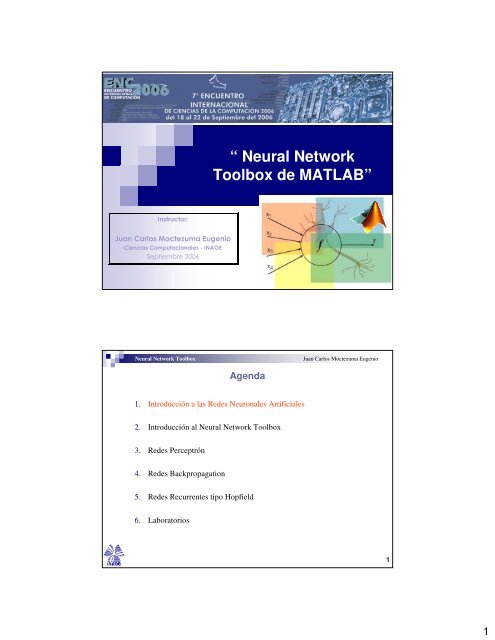 Neural Network Toolbox de MATLAB” - Facultad de Ciencias de la ...