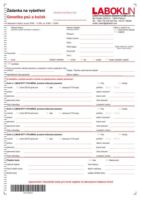 Genetika psÅ¯ a koÄ ek - Laboklin