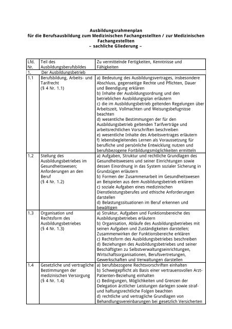 Ausbildungsrahmenplan für die Berufsausbildung zum ...