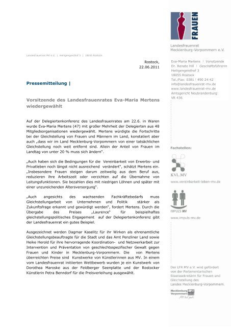 Eva-Maria Mertens | Vorsitzende - Landesfrauenrat MV