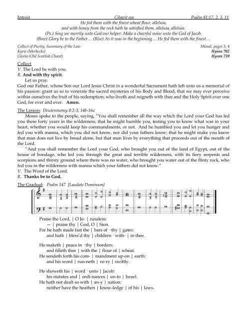 Introit Cibavit eos Psalm
