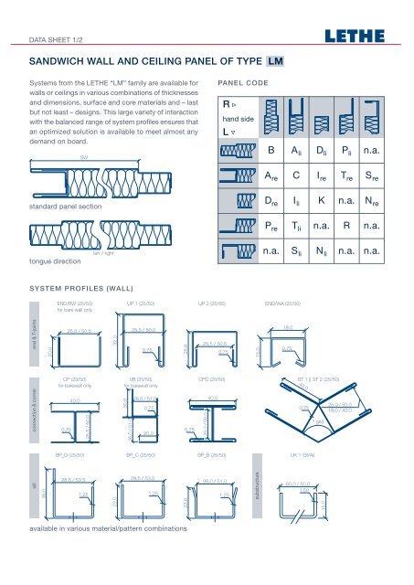 SANDWICH WALL AND CEILING PANEL OF TYPE LM R 3 ... - LETHE