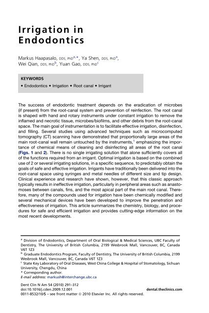 Irrigation in Endodontics
