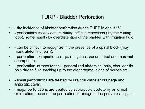 TURP - Bladder Perforatio