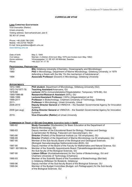 CV Lena Gustafsson DEC 2012