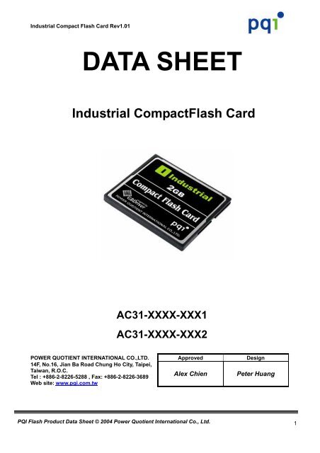 DATA SHEET Industrial Compactflash Card AC31-XXXX ... - Acceed