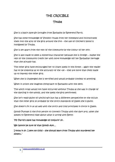 The Crucible Tituba Character Analysis