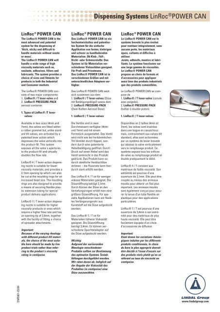 Dispensing Systems LinRoc®POWER CAN - LINDAL Group