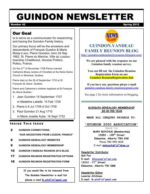 GUINDON NEWSLETTER