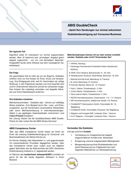 ABIS DoubleCheck - bei der Abis GmbH