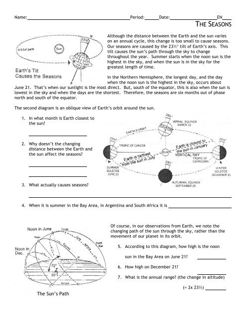 Earth Tilt Seasons Worksheet Seasons And Earth's Tilt Boom Cards